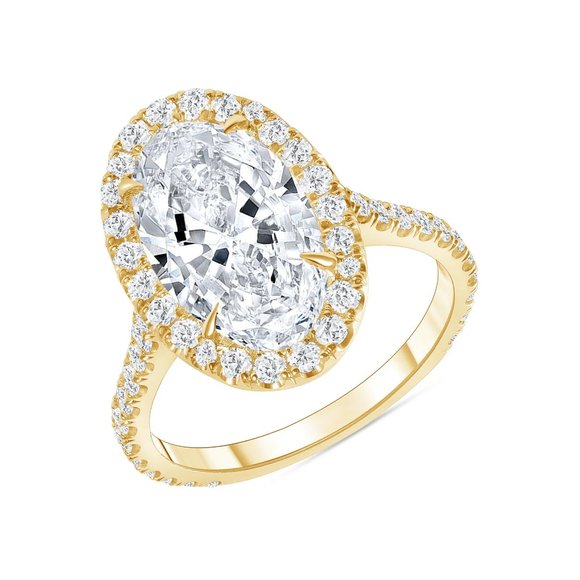 AdornA | Jewelry | Oval Halo Engagement 8k Gold Pave Diamond Band Ring ...